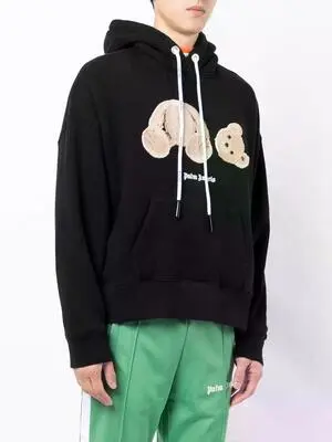 Palm Angels Bear Motif Hoodie - Black