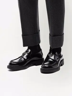 Prada Chocolate Brushed Leather Loafers