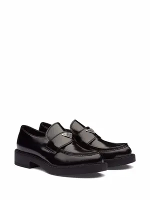 Prada Chocolate Brushed Leather Loafers