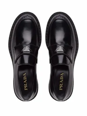 Prada Chocolate Brushed Leather Loafers