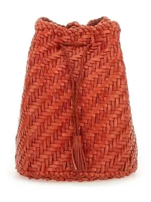 Dragon Diffusion Woven Leather Bucket Bag - Orange