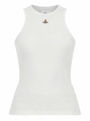 VIVIENNE WESTWOOD Ribbed Logo Tank Top - White