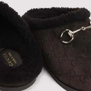 Gucci Suede Leather Horsebit Mules - Brown