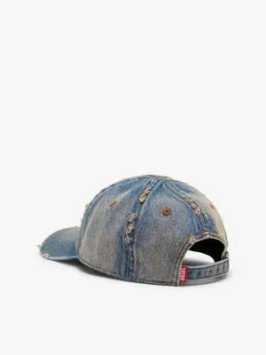 DIESEL® C-enic" Denim Baseball Cap With Distressed Effect