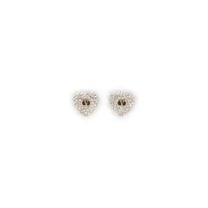 Valentino Garavani Heart Crystal Stud Earrings - Silver