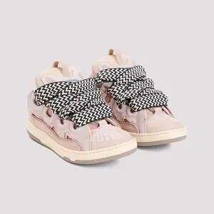 LANVIN Pink Suede Calf Leather Curb Sneakers - Multicolor