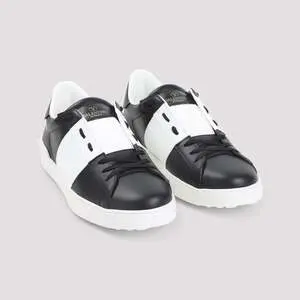 Valentino Garavani Calf Leather Sneakers With Studded Heels - Black