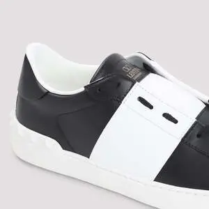 Valentino Garavani Calf Leather Sneakers With Studded Heels - Black