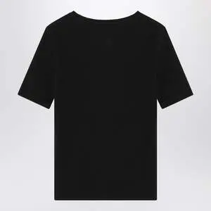 ANINE BING Ribbed Cotton T-shirt With Gold-tone Buttons