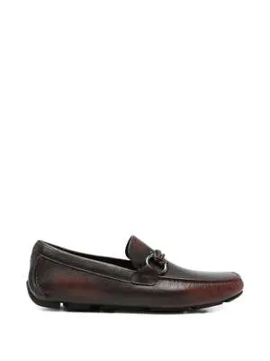 FERRAGAMO Sfumato Leather Driver Loafers - Brown