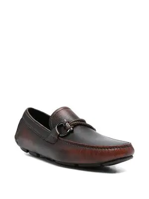 FERRAGAMO Sfumato Leather Driver Loafers - Brown