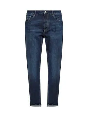 Brunello Cucinelli Cotton Denim Jeans With Embroidered Detail - Multicolor