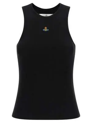 VIVIENNE WESTWOOD Ribbed Cotton Jersey Top With Orb Embroidery