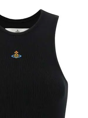 VIVIENNE WESTWOOD Ribbed Cotton Jersey Top With Orb Embroidery