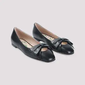 Valentino Garavani Leather Ballerina Flats - Black