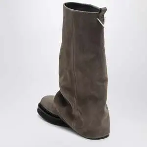 Attico Robin Taupe Suede Combat Boots - Cream