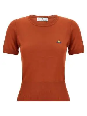 VIVIENNE WESTWOOD Vivienne Westwood Bea Cotton Crewneck Top With Orb Embroidery Orange