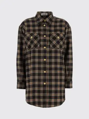 Miu Miu Plaid Virgin Wool Shirt - Brown