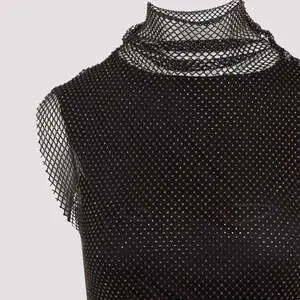Sportmax Black Viscose Mini Dress With Crystal Embellishments - Brown