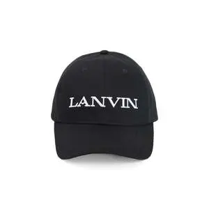 LANVIN Cotton Baseball Cap With Embroidered Logo - Black