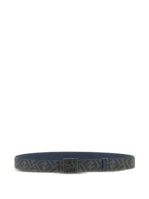 Fendi Ff Squared Leather And Ff Canvas Reversible Belt