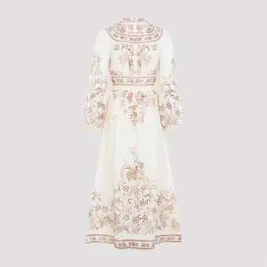 Zimmermann Indra Plunge Midi Dress - Multicolor
