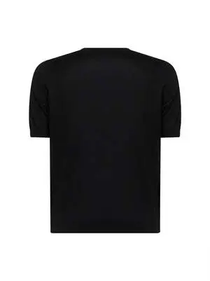 Tagliatore Black Silk Knit Crewneck T-shirt - Multicolor