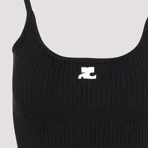 COURREGES Rib Knit Tank Top - Black