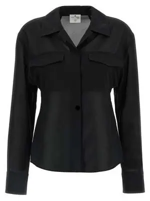 COURREGES Semi-transparent Long Sleeve Shirt With Pockets - Black