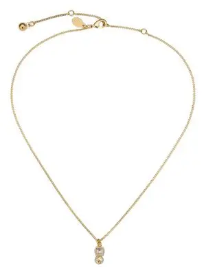JIMMY CHOO Gold Metal Jc Pearl Cube Pendant Necklace - Silver