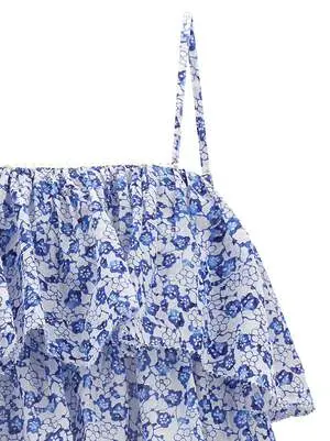 Isabel Marant Étoile Erisa" Floral Print Cotton Top - Blue