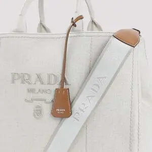 Prada Cotton And Linen Blend Tote Bag