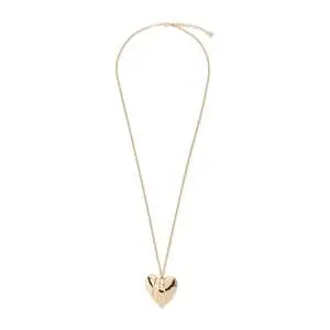 Amina Muaddi Heartbreaker Charm Necklace In Gold Brass - Silver