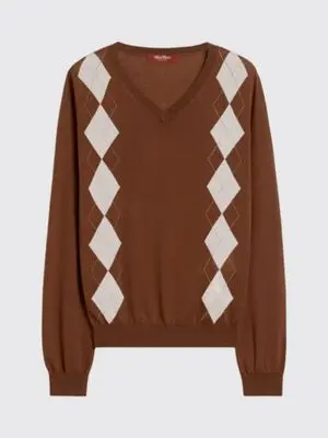 Max Mara V-neck Argyle Sweater - Brown