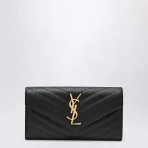 Saint Laurent Large Cassandre Matelasse Wallet - Black