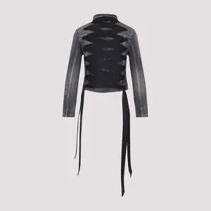 Balenciaga Dark Grey Cotton Lace Up Jacket With Black Straps