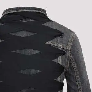 Balenciaga Dark Grey Cotton Lace Up Jacket With Black Straps