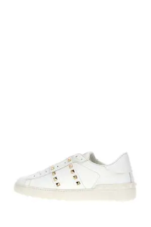Valentino Garavani White Leather Studded Sneakers - Multicolor