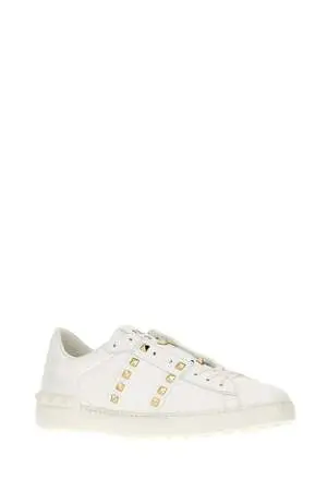 Valentino Garavani White Leather Studded Sneakers - Multicolor