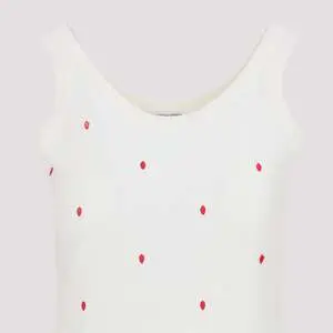Bottega Veneta Embellished Cotton Blend Tank Top - White