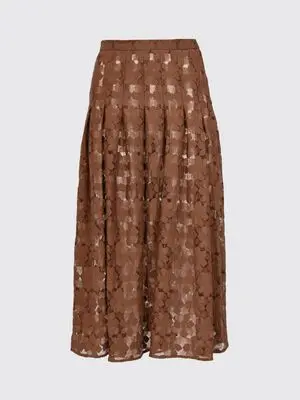 Max Mara Pleated Lace Skirt - Brown