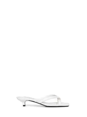 TOTEME Off-white Croco-embossed Leather Heeled Flip-flop Sandals - Multicolor