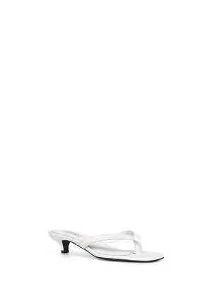 TOTEME Off-white Croco-embossed Leather Heeled Flip-flop Sandals - Multicolor