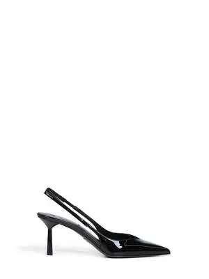 Prada Black Patent Leather Slingback Pumps