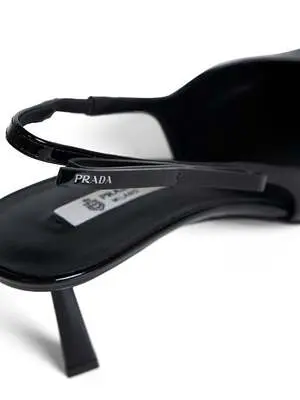 Prada Black Patent Leather Slingback Pumps