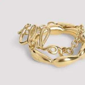 Chloé Gold Brass Chain Ring With Signature Detailing