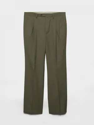 Prada Pleated Wool Blend Trousers - Green