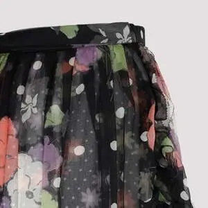Etro Floral Polka Dot Ruffled Silk Maxi Skirt