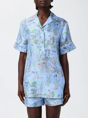 Gucci Silk Shirt With Floral Print - Blue