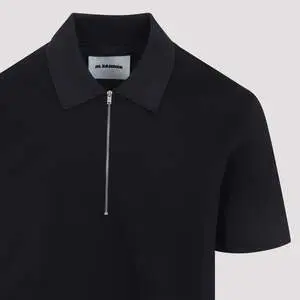 JIL SANDER Knitted Collar Polo - Blue